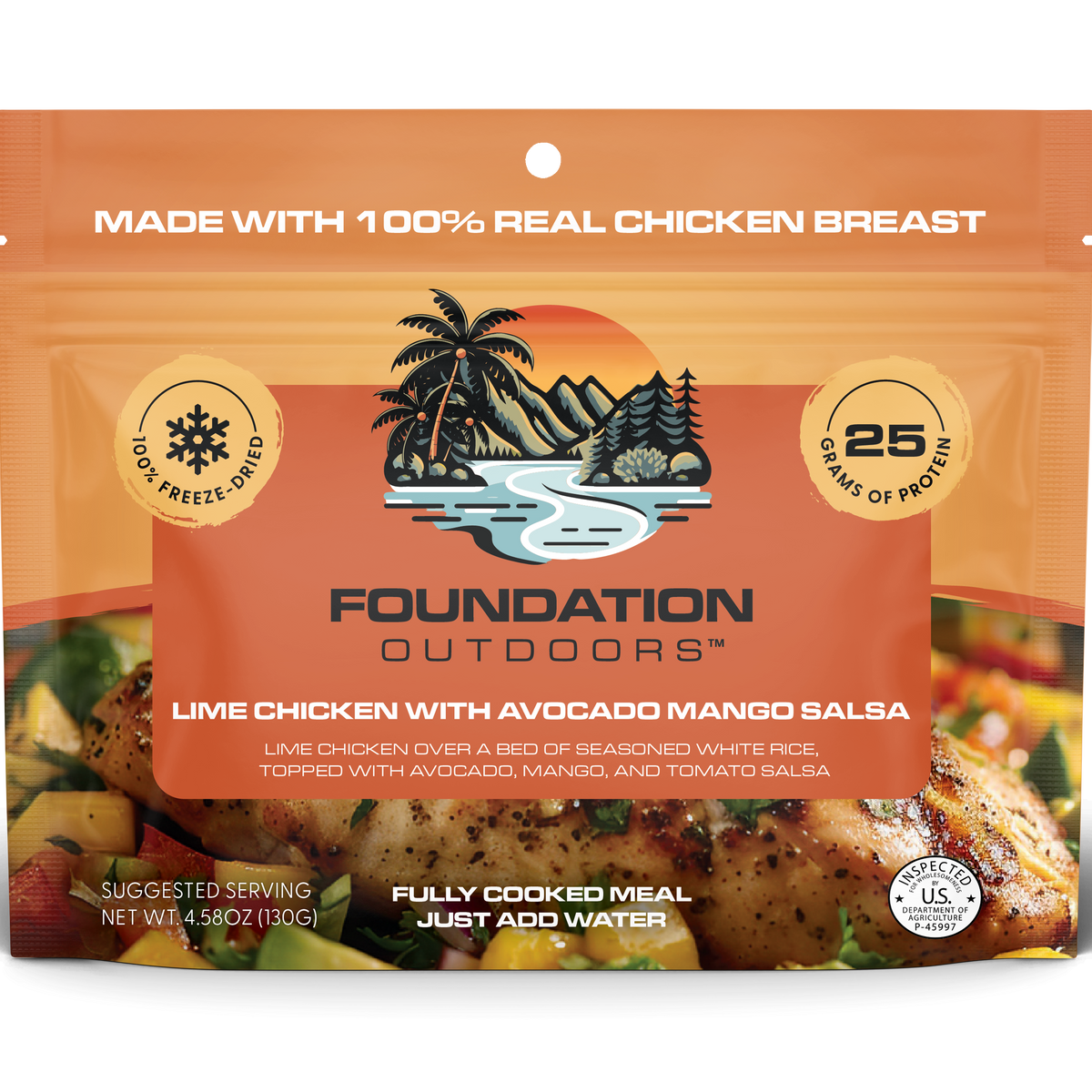 FOUNDATION Outdoors Lime Chicken with Avocado, Mango Salsa Meal
